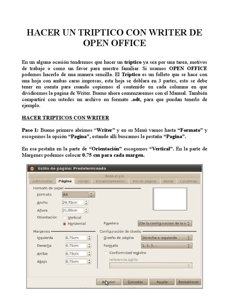 Crear un tríptico en Open Office | PDF