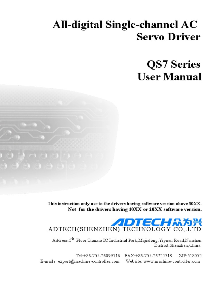 ADTECH QS7 Servo Drive Manual | PDF | Electrical Connector | Servomechanism