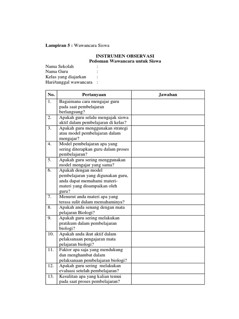 Instrumen Observasi | PDF