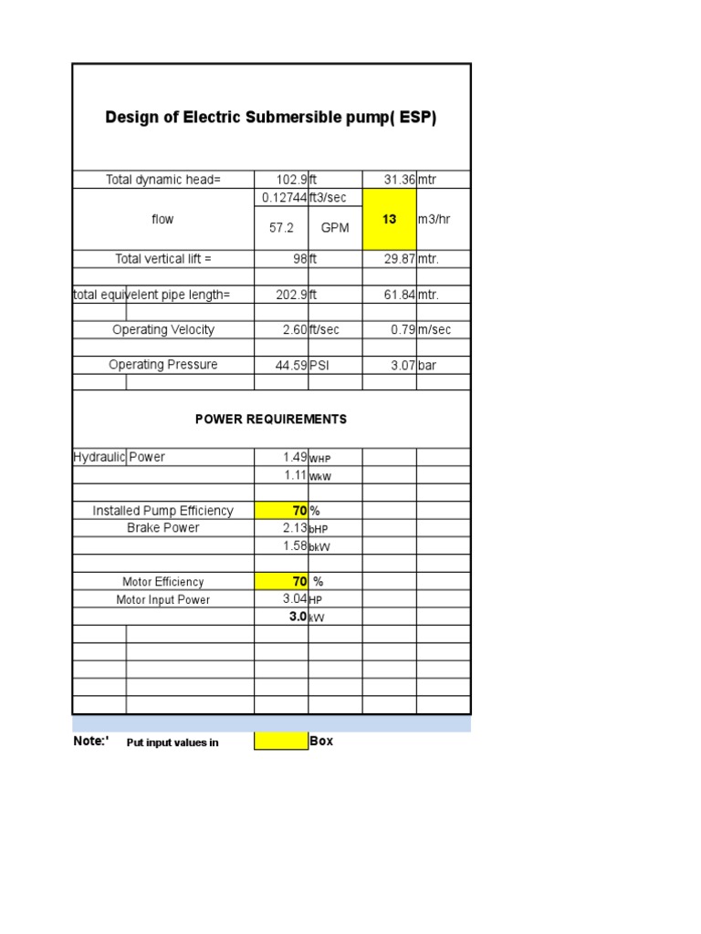 Submersible Pump Design and Calculations | PDF | Pump | Flow Measurement