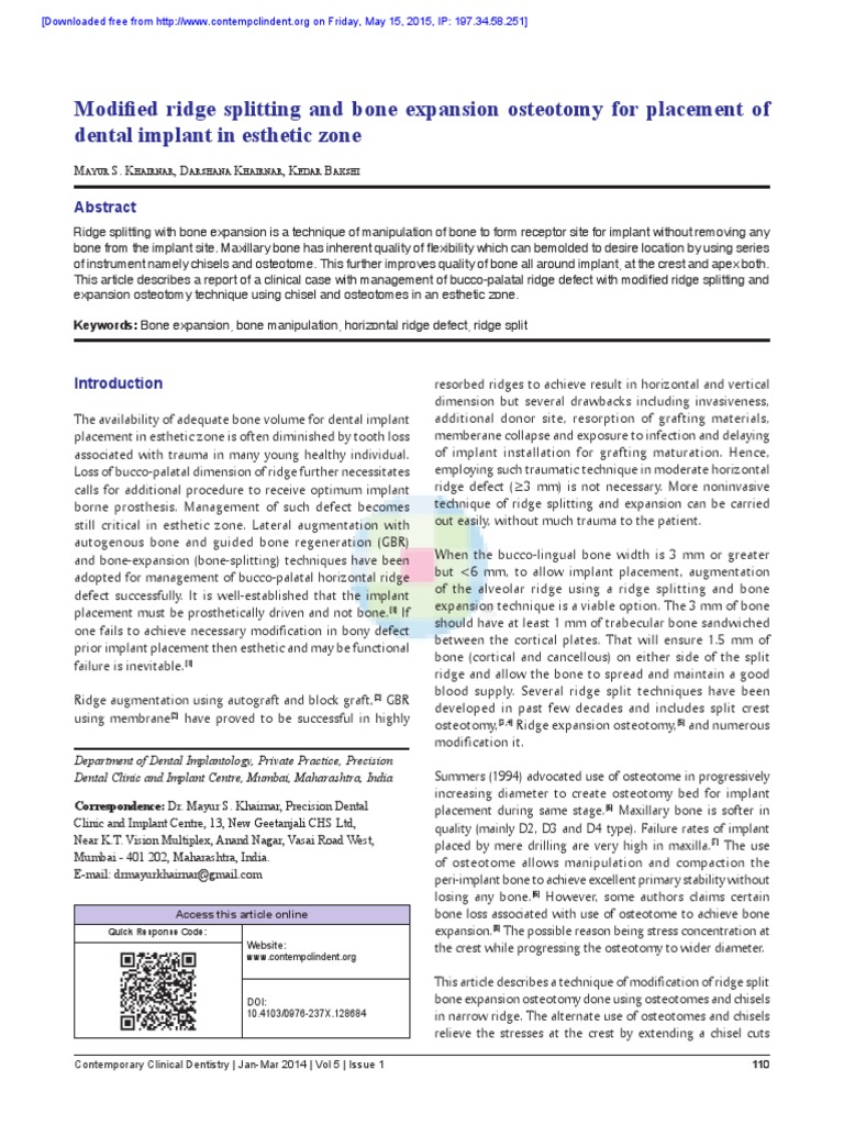 AaModified Ridge Splitting and Bone Expansion Osteotomy For Placement ...