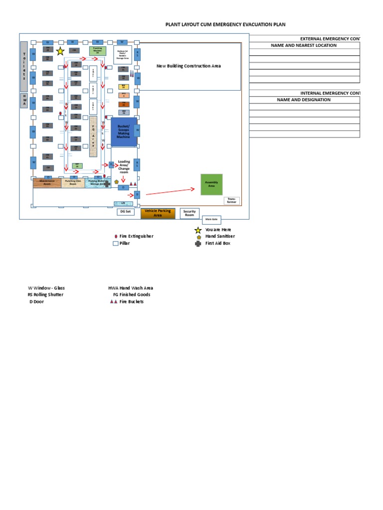 Sample Plant Layout Cum Emergency Evacuation Plan | PDF