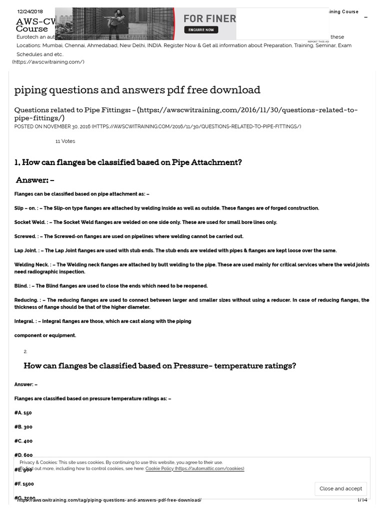 Piping Questions and Answers | PDF | Pipe (Fluid Conveyance) | Boiler