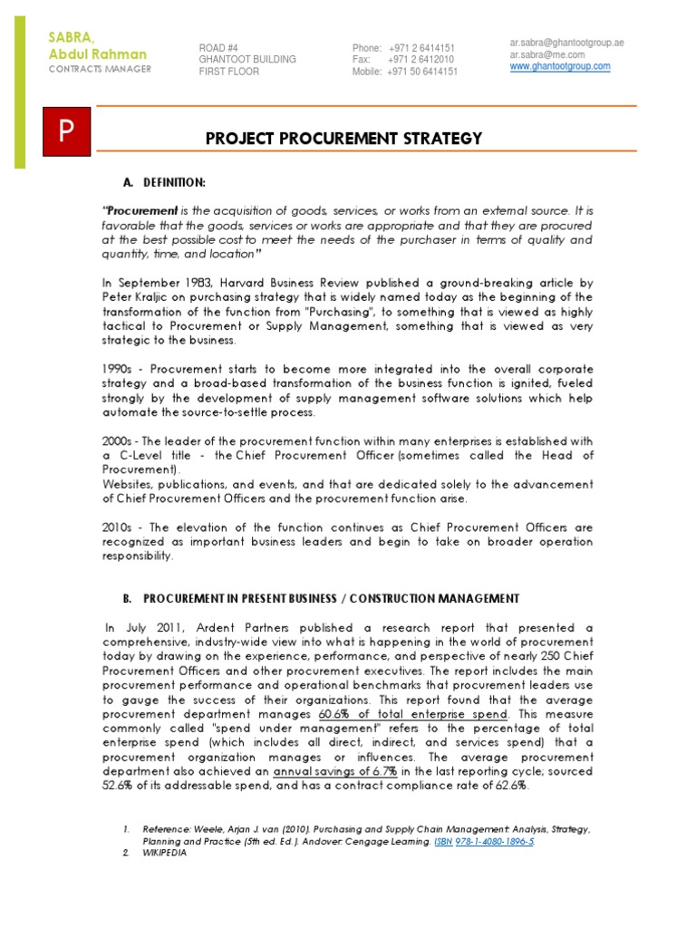Procurement Process Overview and Strategy | PDF | Procurement | Supply ...