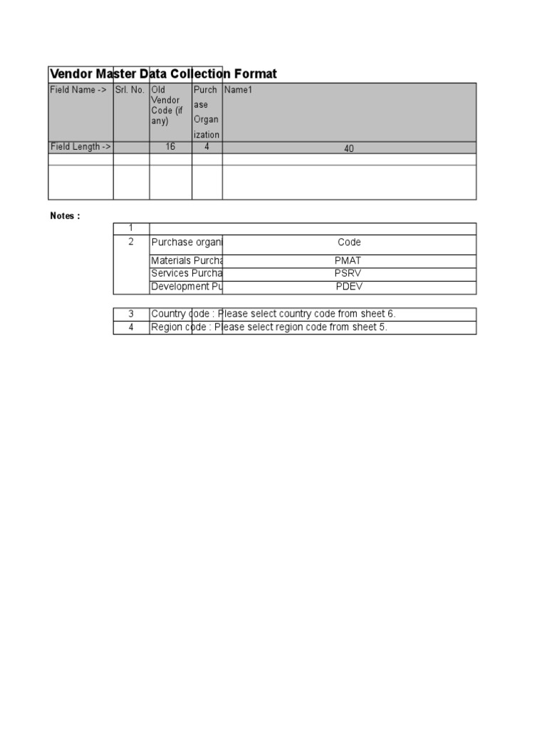 Vendor Master Data Collection Guide | PDF