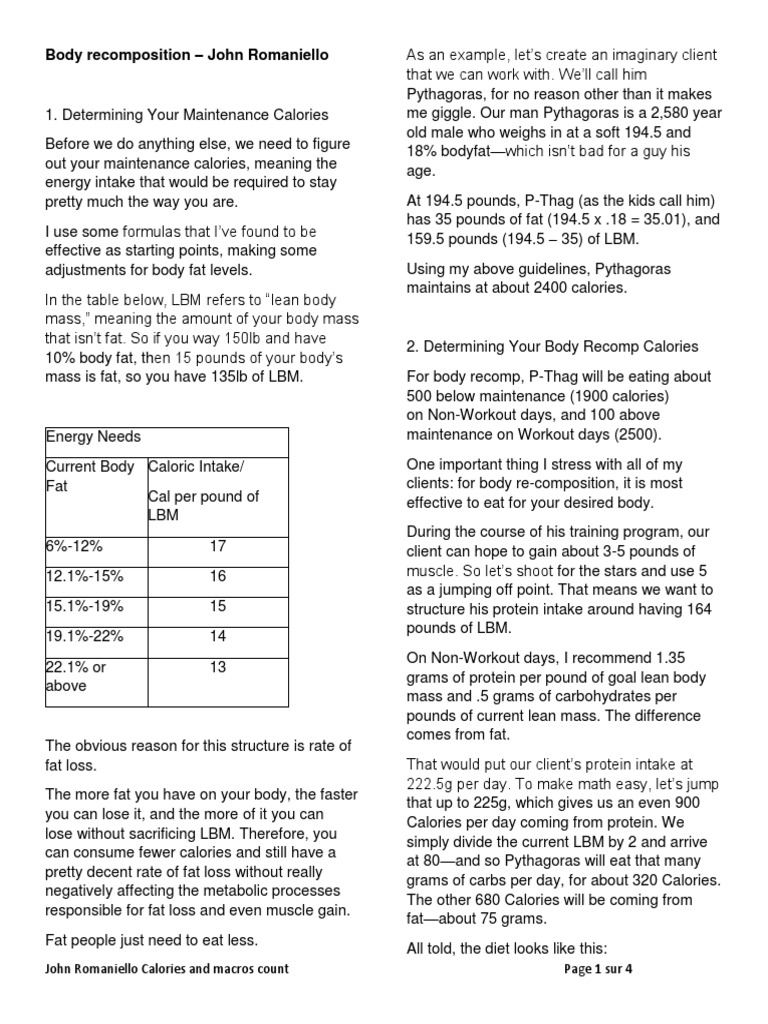 Body Recomp - Romaniello | PDF | Nutrients | Calorie