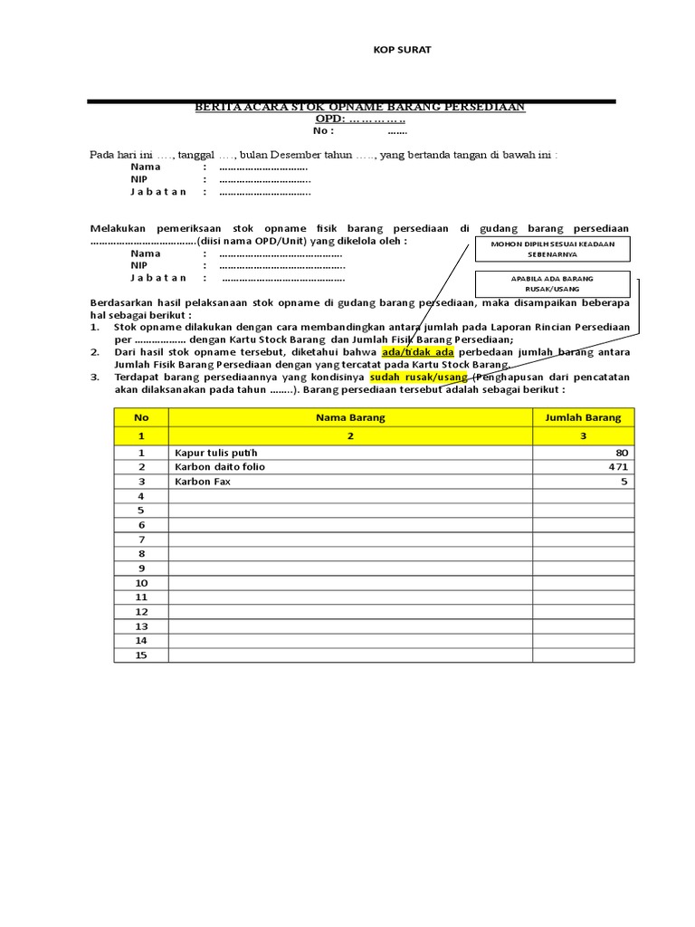 Form Stock Opname | PDF