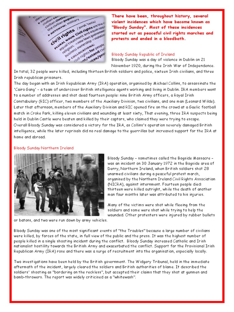 Bloody Sunday Reading Comprehension Exercises | PDF | Irish ...