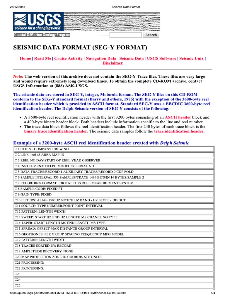 Seismic SEGY-Data Format | PDF | Technology & Engineering