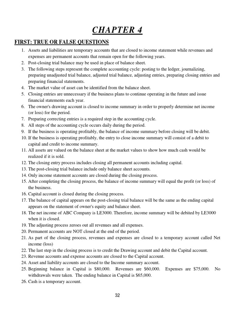 Chapter 4 Test Bank | PDF | Debits And Credits | Balance Sheet
