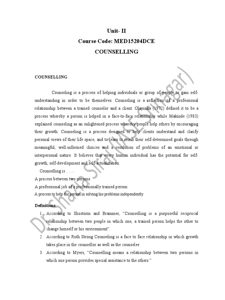 Understanding the Counseling Process | PDF | Id | Psychotherapy