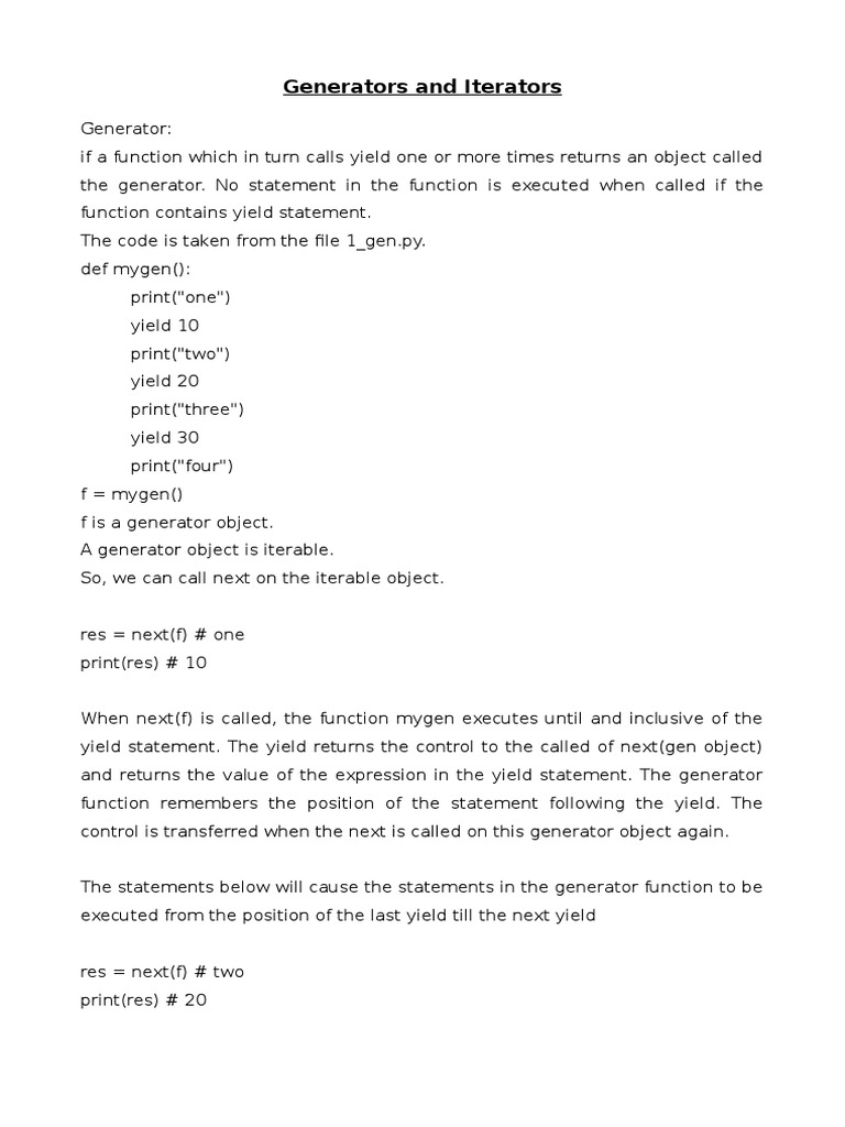 Generators and Iterators | PDF | Mathematical Logic | Control Flow