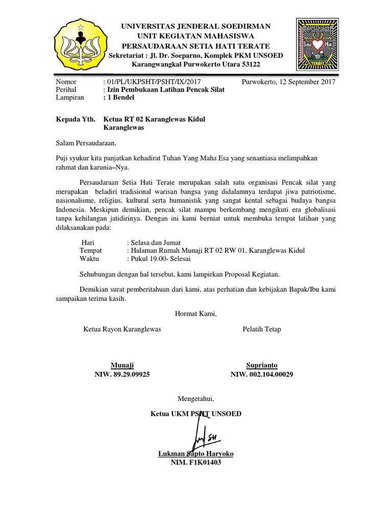 Surat Surat Latihan PSHT | PDF