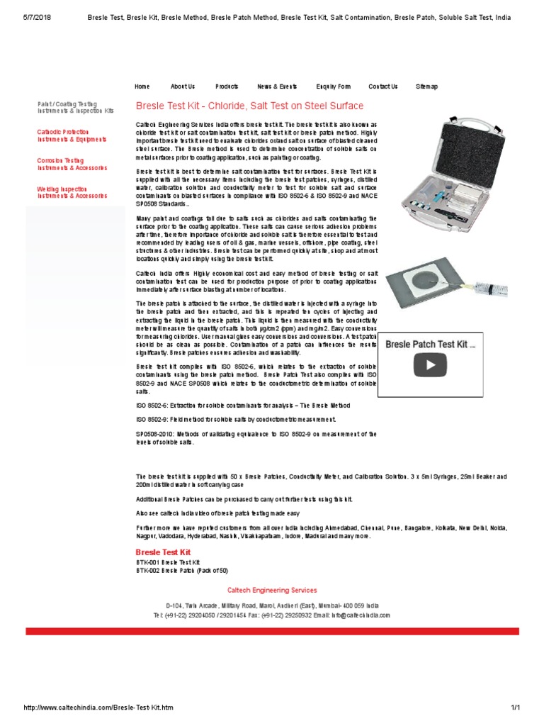 Bresle Test, Bresle Kit, Bresle Method, Bresle Patch Method, Bresle ...