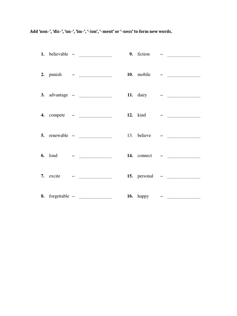 Suffix Prefix Worksheet | PDF