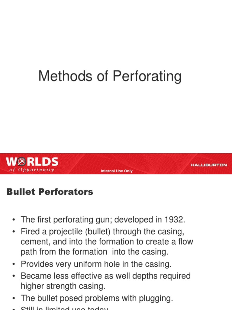 Methods of Perforating: Internal Use Only | PDF | Cartridge (Firearms ...