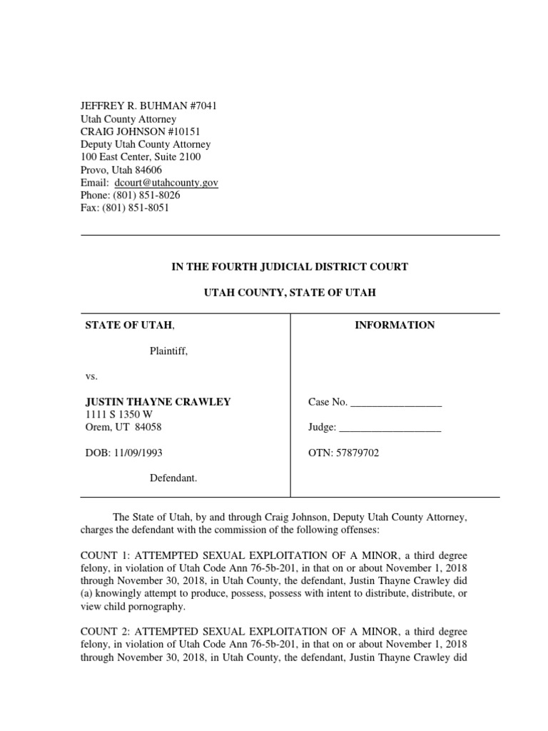 Justin Crawley Indictment | PDF | Child Pornography | Government ...