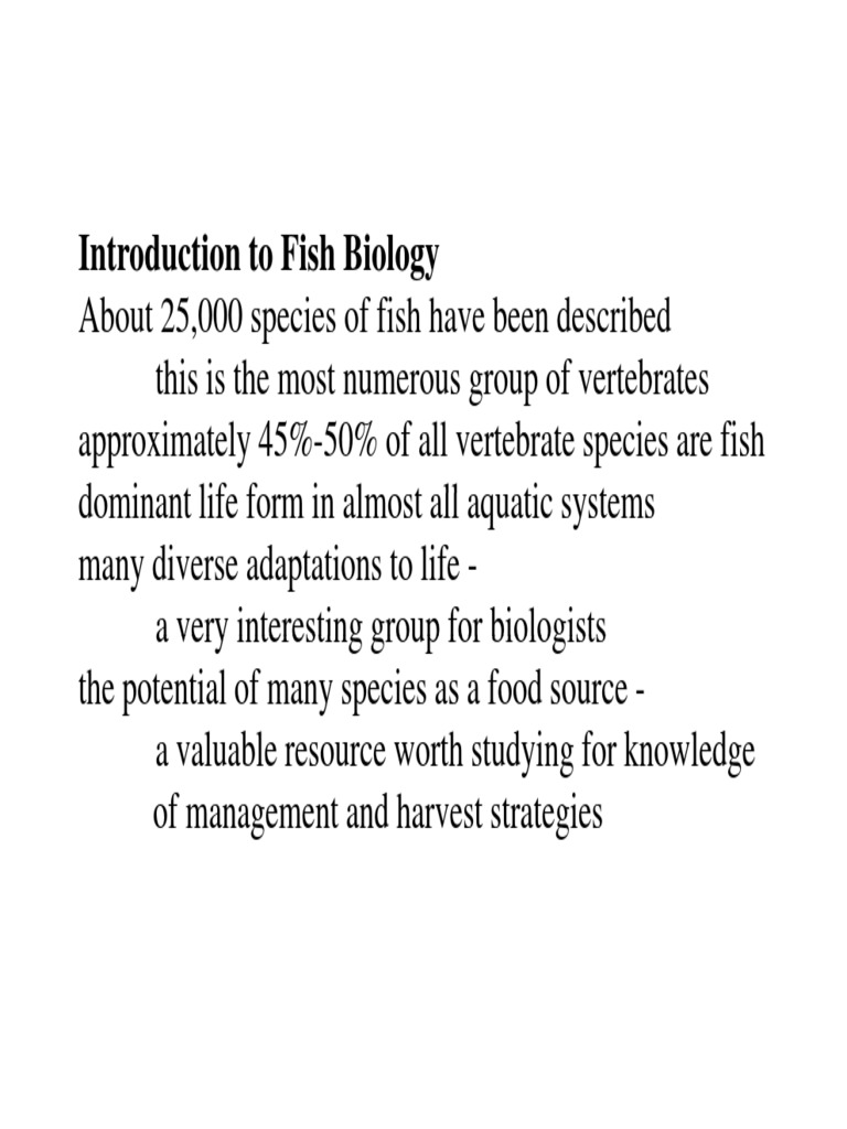 Introduction to Fish Biology | PDF | Fish | Vertebrates