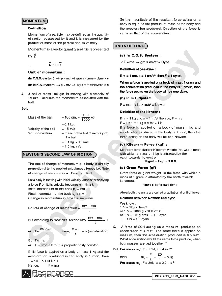 IJSO Part-8 | PDF | Momentum | Force