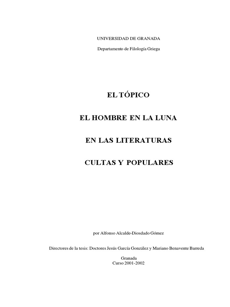 El Tópico de La Luna en La Literatura Culta y Popular - Alfonso Alcalde ...