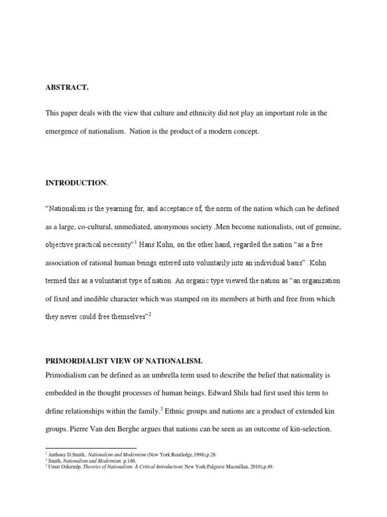 Primordialism in Nationalism Theory | PDF | Nationalism | Nation