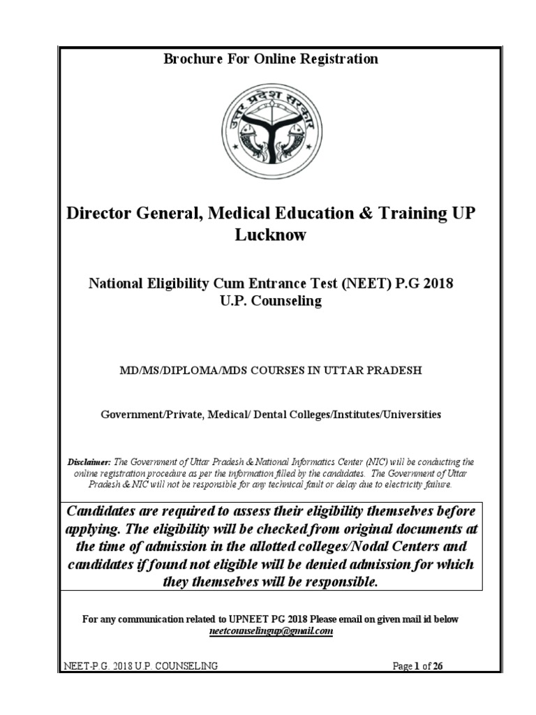 481final Neet PG Brochure 2018 UPPG Counseling | PDF | Dental Degree ...