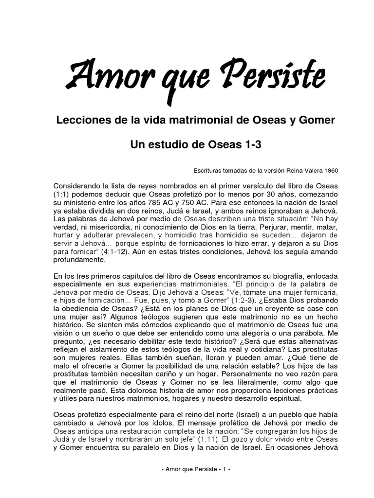 Lecciones de Oseas y Gomer en la Biblia | PDF | Perdón | Amor