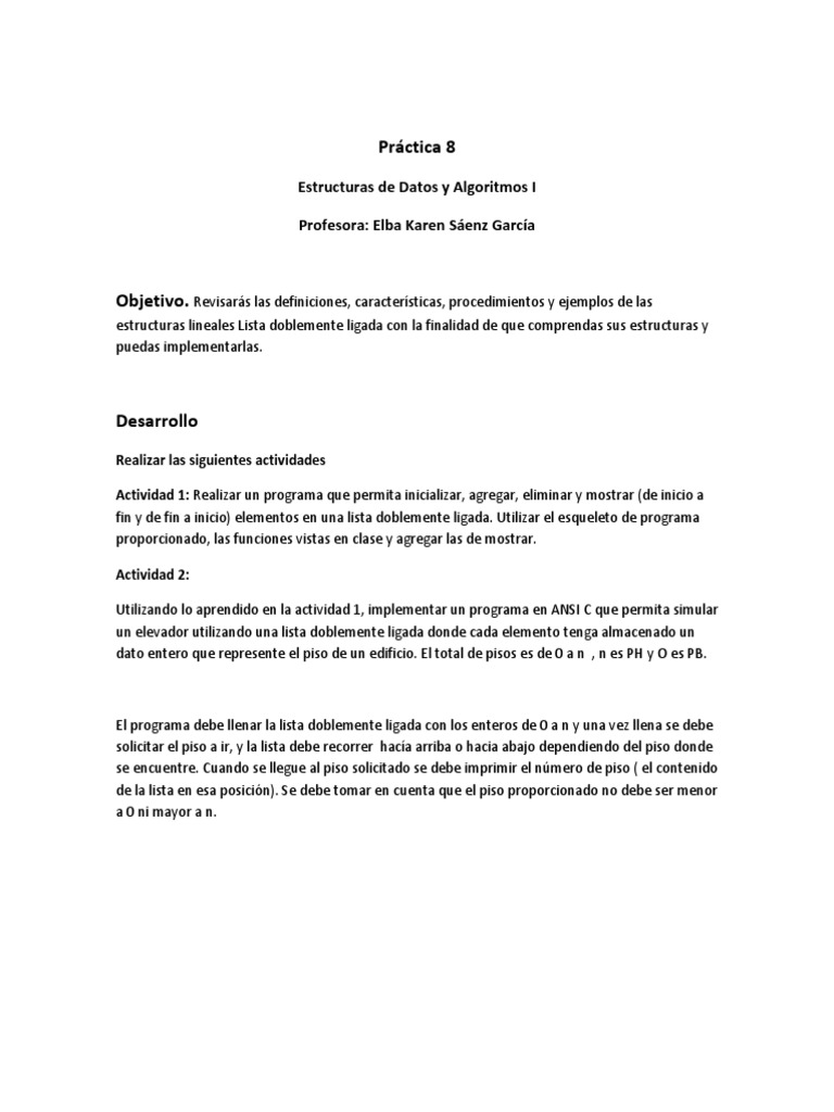 Practica 8 Eda I20182 | PDF | Programa de computadora | Programación
