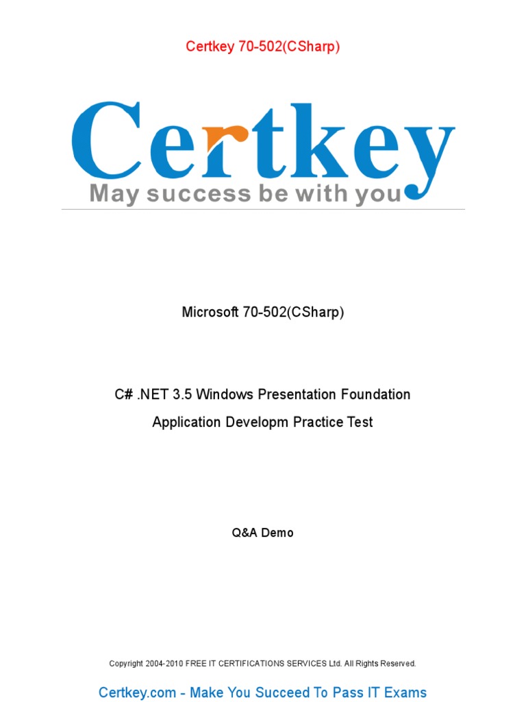70 502 (CSharp) | PDF | Extensible Application Markup Language | Windows Presentation Foundation