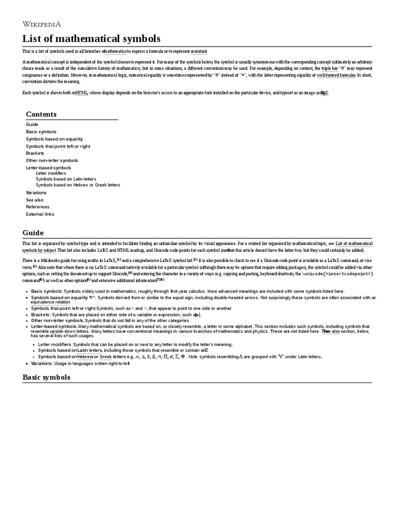 List of Mathematical Symbols | PDF | Norm (Mathematics) | Euclidean Space