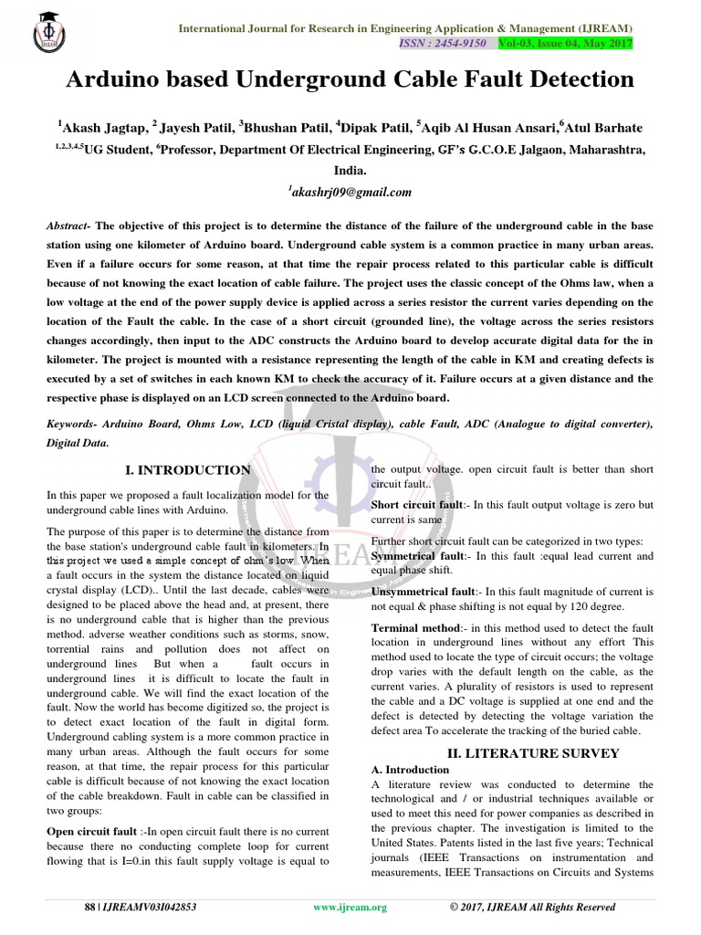 Arduino Based Underground Cable Fault Detection | PDF | Rectifier ...