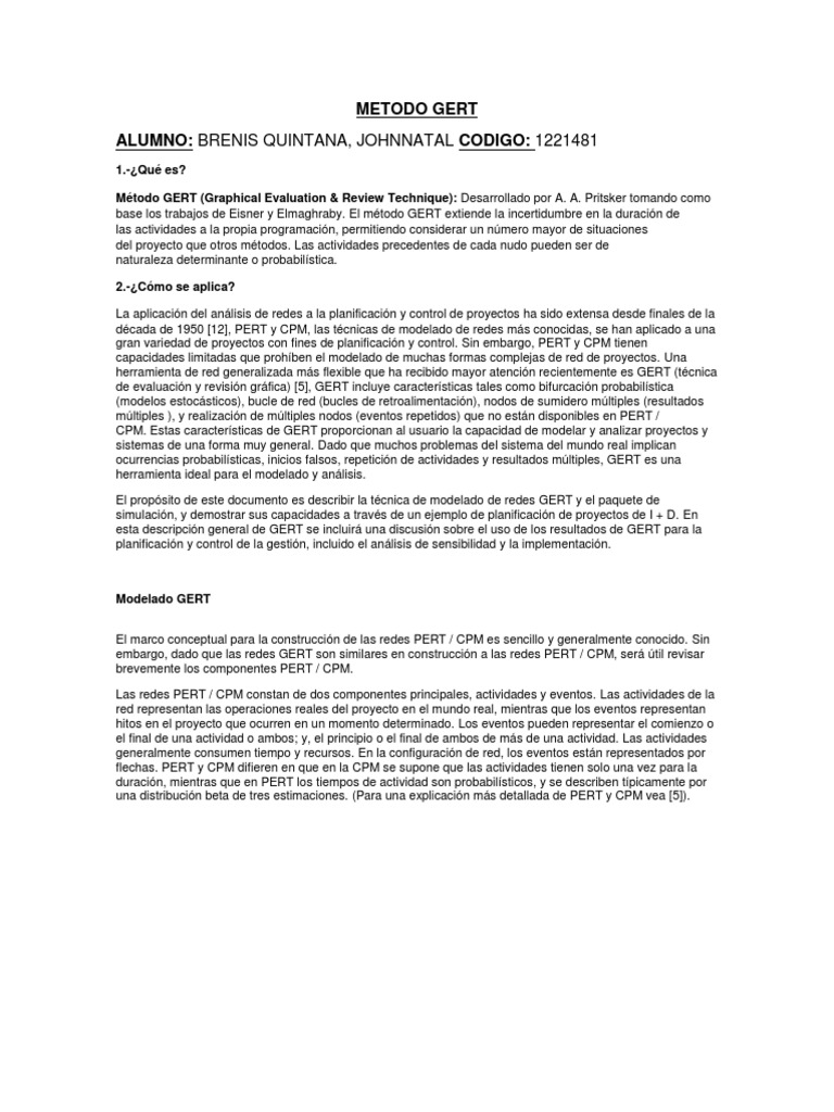 Metodo Gert | PDF | Probabilidad | Simulación