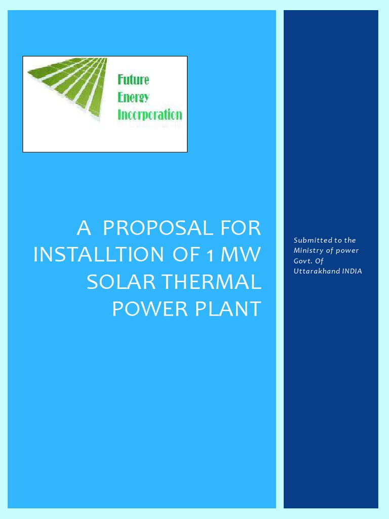 A Proposal For Installtion of 1 MW Solar Thermal Power Plant | PDF ...