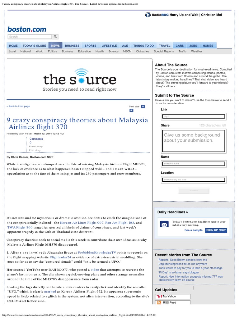 9 Crazy Conspiracy Theories About Malaysia Airlines Flight 370 - The Source-L | PDF | Malaysia ...