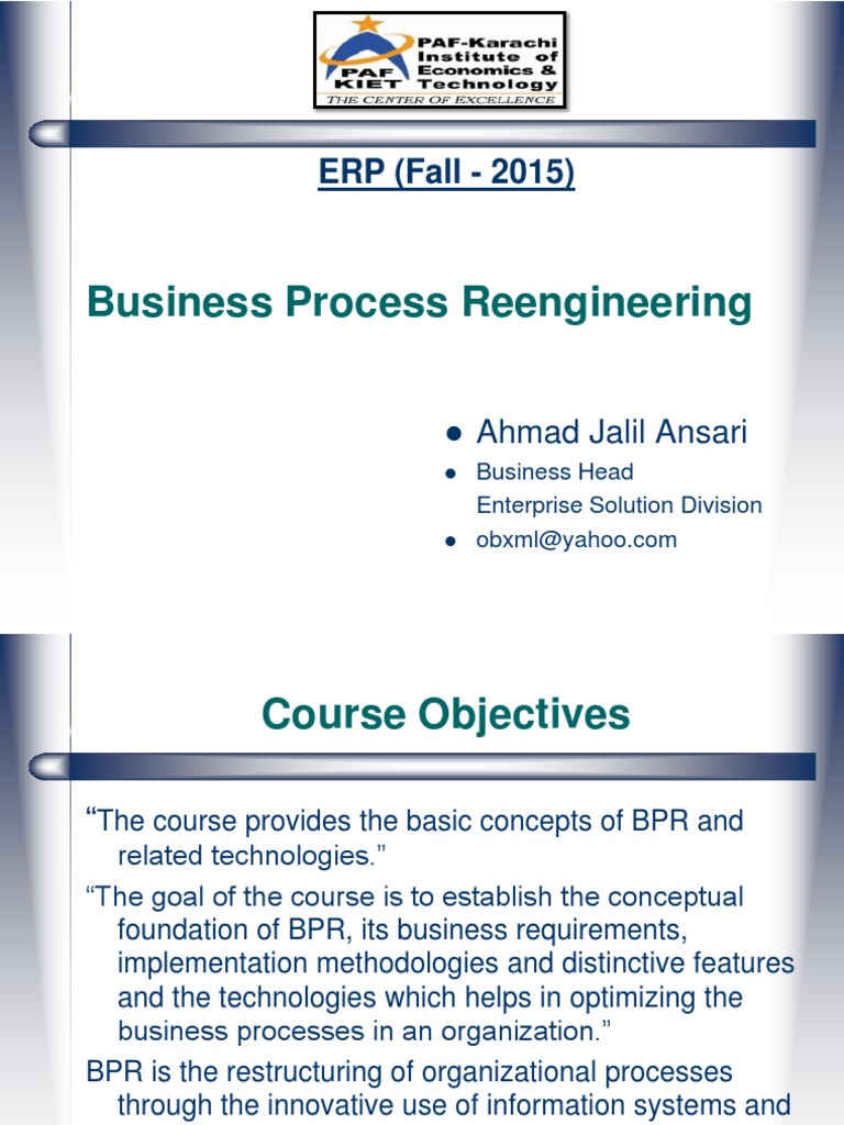 Business Process Reengineering: ERP (Fall - 2015) | PDF | Enterprise Resource Planning | Data ...