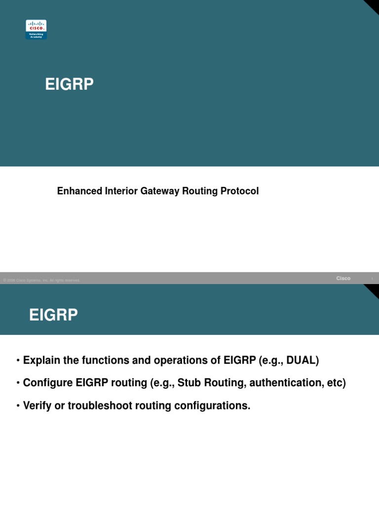 Eigrp: Enhanced Interior Gateway Routing Protocol | PDF ...