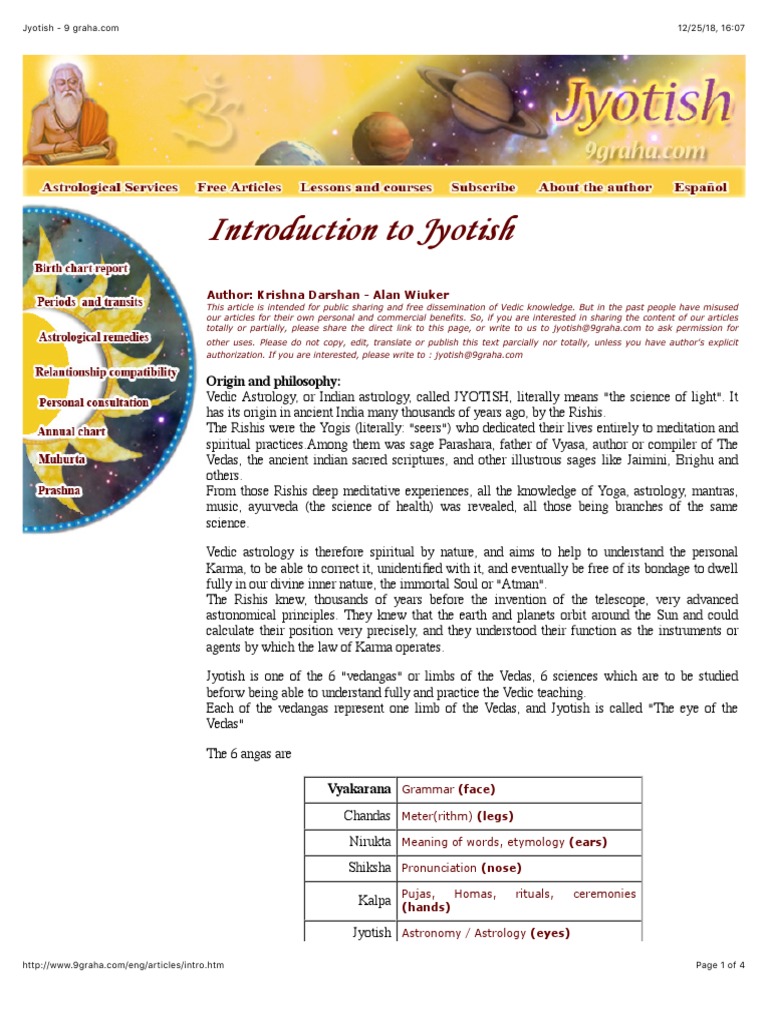 Introduction To Jyotish Introduction To Jyotish: Origin and Philosophy ...
