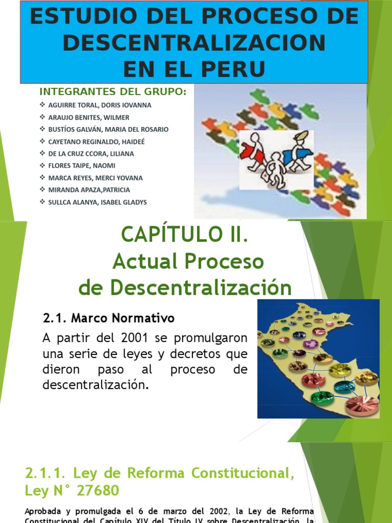 El Proceso De Descentralización En El Perú Pdf Gobierno Formas De