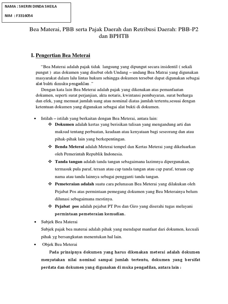 Subjek dan Objek Pajak Bea Materai | PDF