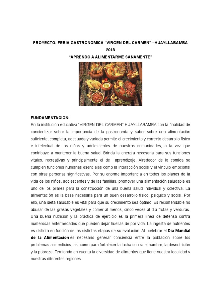 Proyecto Feria Gastronomica 18 | PDF | Alimentos | Comida y bebida