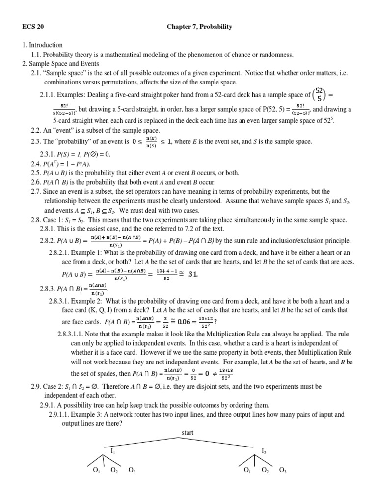 ECS 20 Chapter 7 Probability Theory and Events | PDF | Probability Theory | Random Variable
