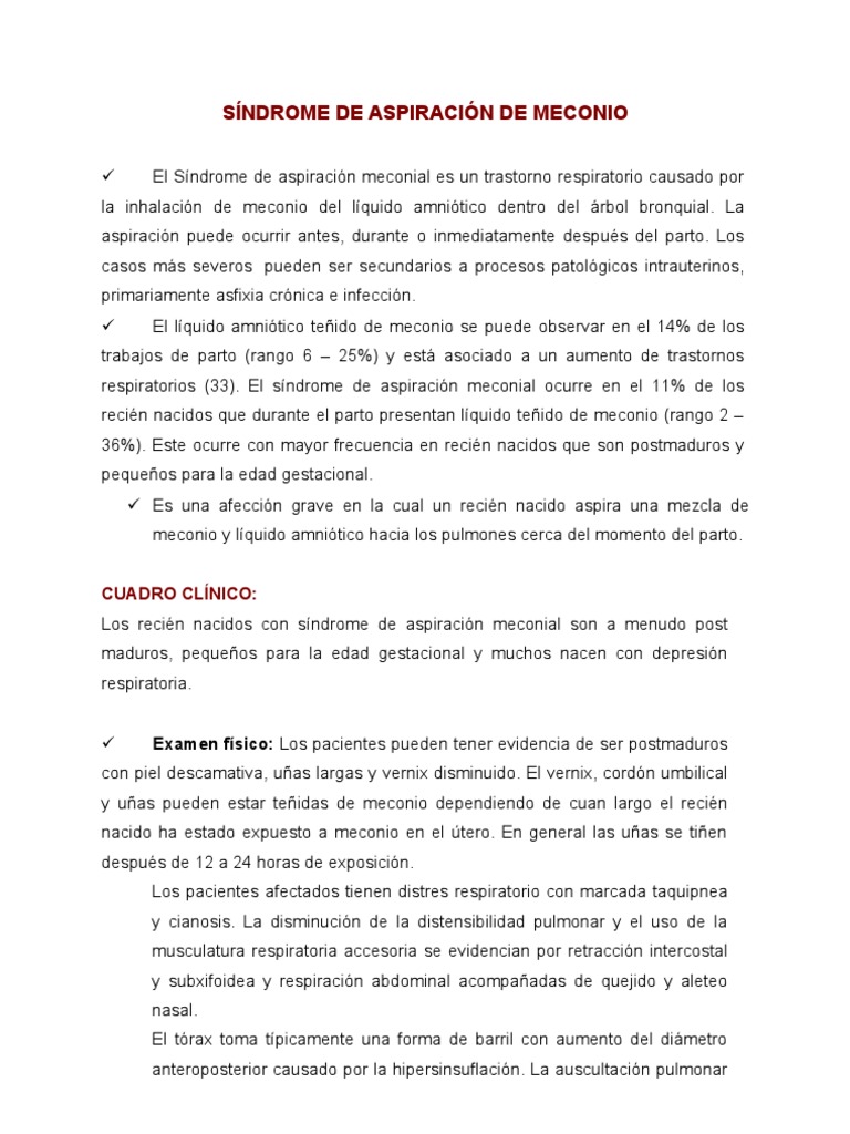 Síndrome de Aspiración de Meconio | PDF | Parto | Neumonía