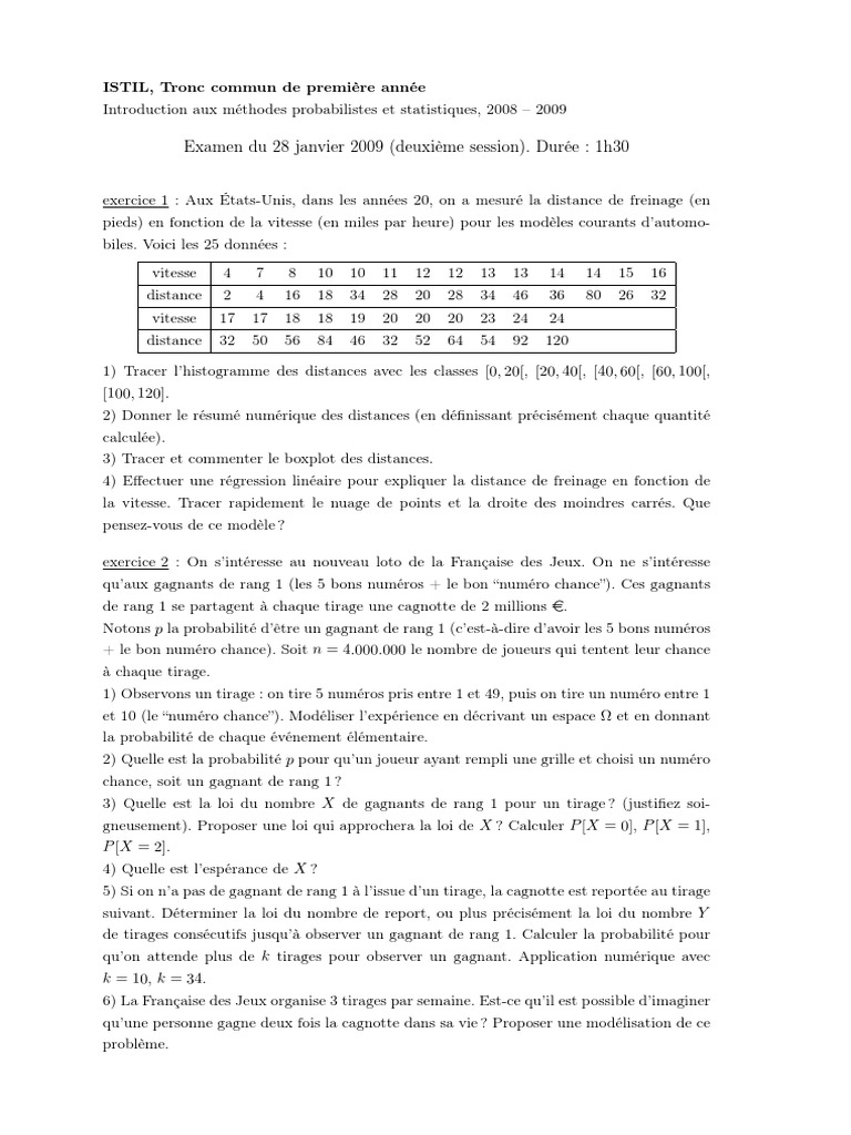 Exam08 2 | PDF | Espérance mathématique | Probabilité
