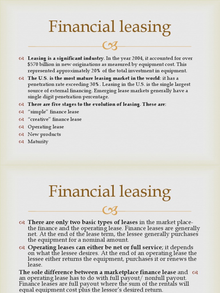 Financial Leasing: Leasing Is A Significant Industry. in The Year 2004 ...