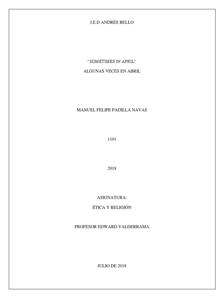 Sometimes in April | Descargar gratis PDF | Ruanda | Genocidios