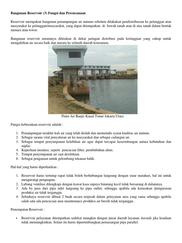 Materi Bangunan Reservoir | PDF