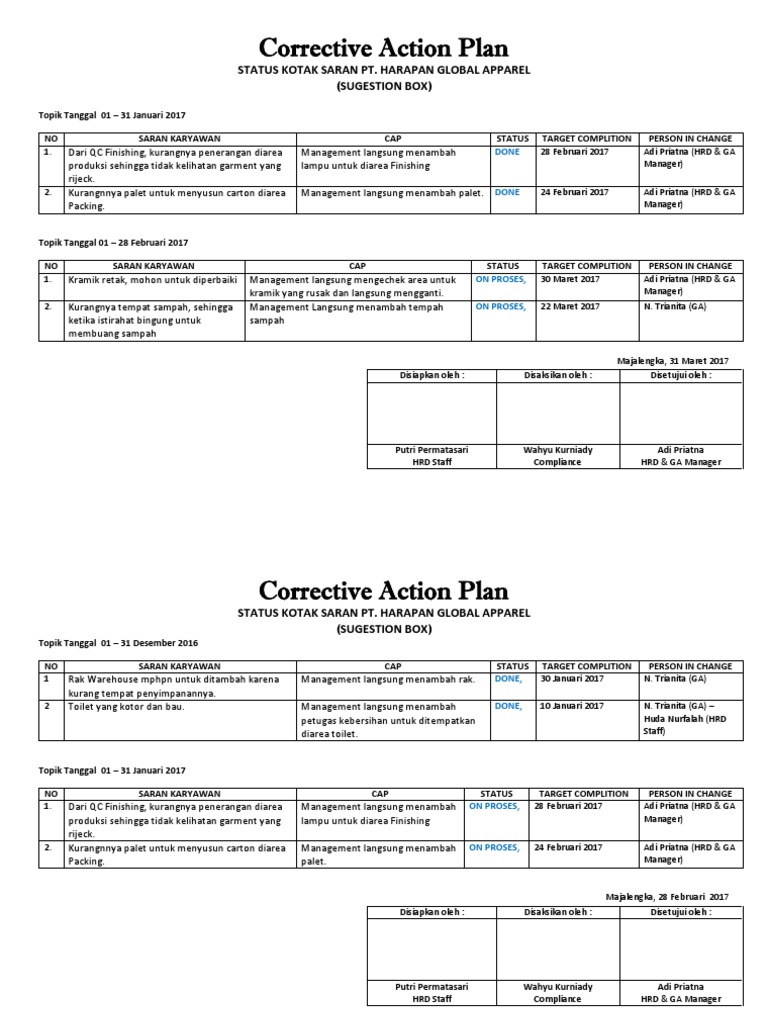 Contoh CAP Kotak Saran | PDF