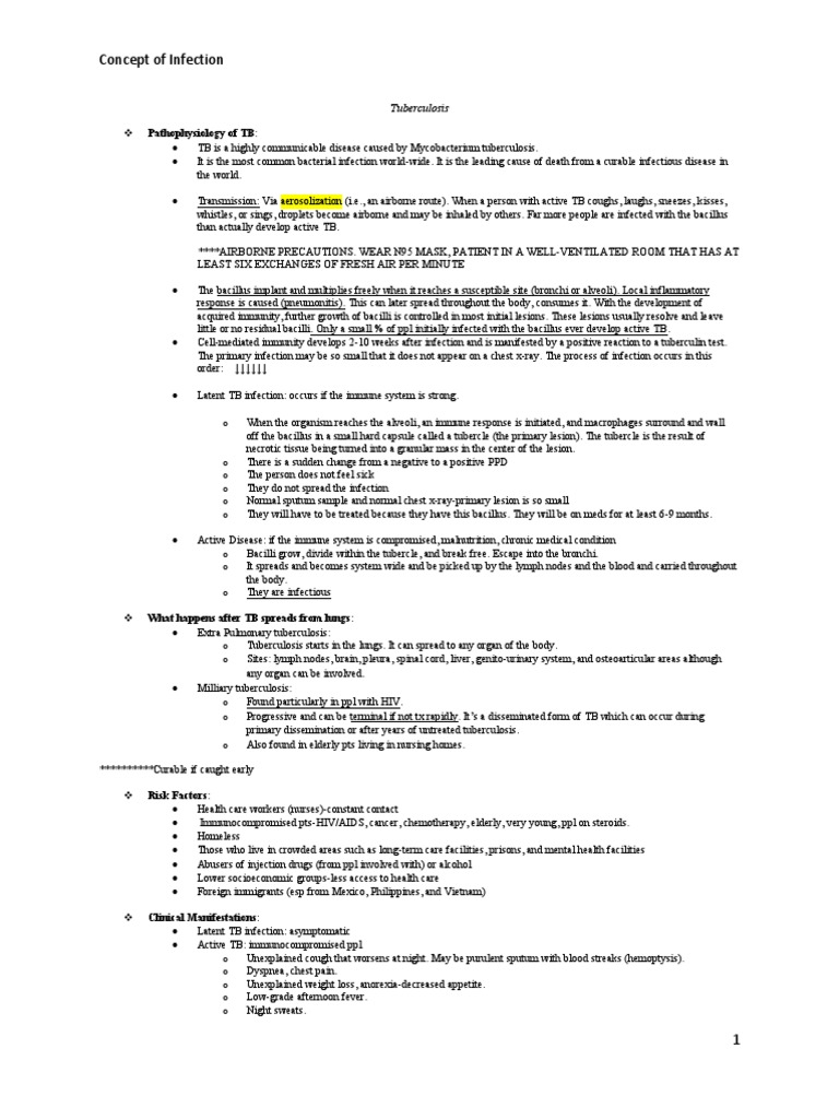 Exam 2 Notes Tuberculosis | PDF | Tuberculosis | Infection