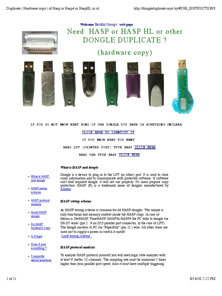 Duplicate (Hardware Copy) of Hasp or Hasp4 or HaspHL or Other Dongle | PDF | Device Driver ...