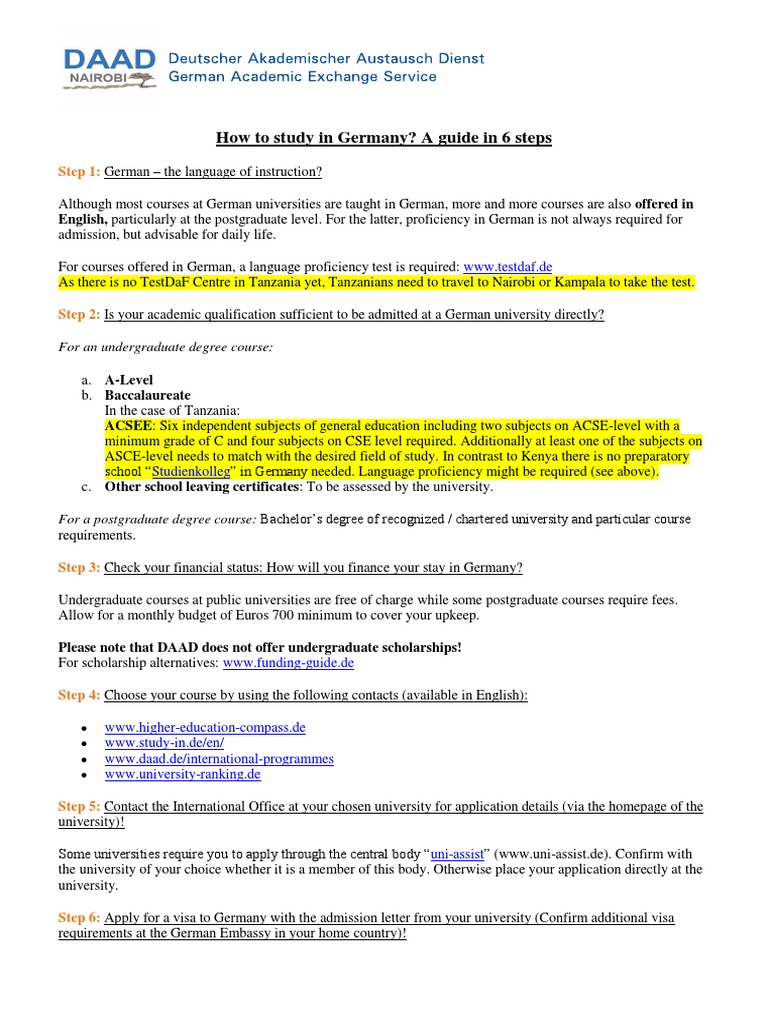 How To Study in Germany - TZ | PDF | Postgraduate Education ...